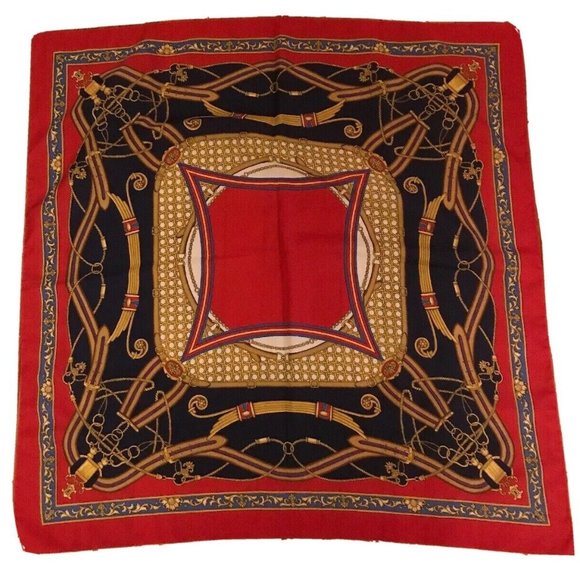 Accessories | Womens Scarf Red Navy Gold Geometric Design Preowned ...